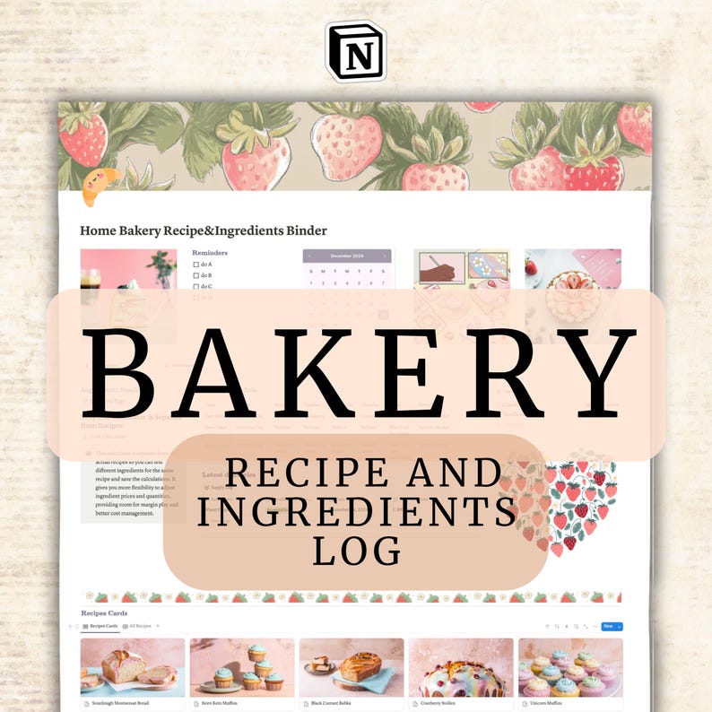 Recipe Costing Spreadsheet Notion Template Bakery Expense Tracking Tool ...