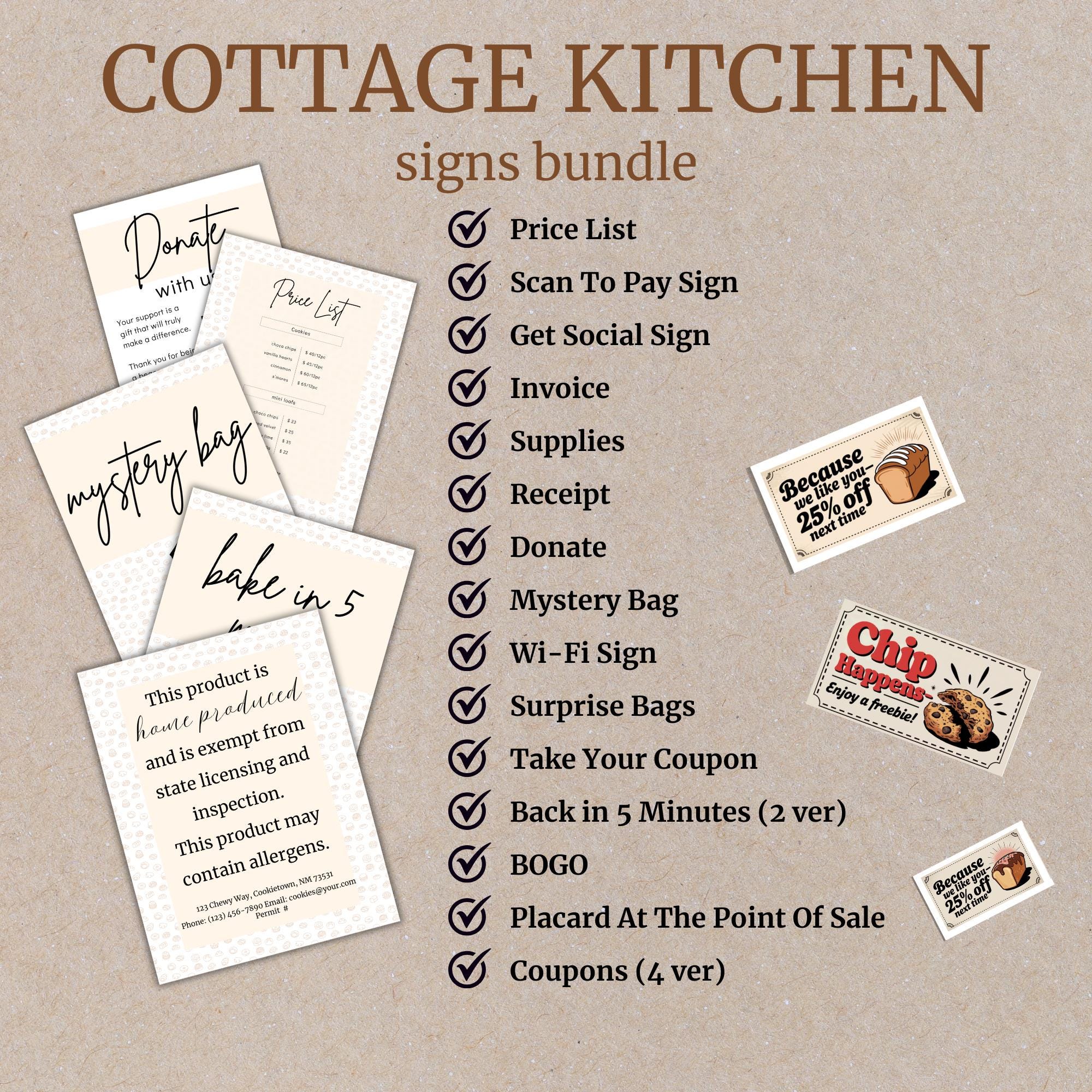 Home Bakery Forms Bundle Cottage Kitchen Documents All-in-one Bakery ...