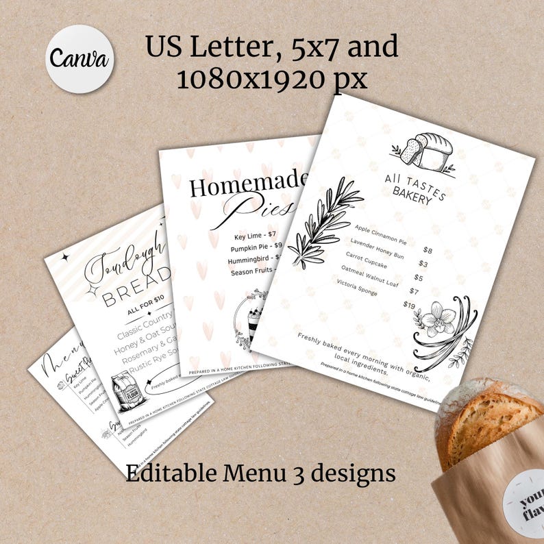 Bakery Menu Template Editable Farmers Market Display Price List ...