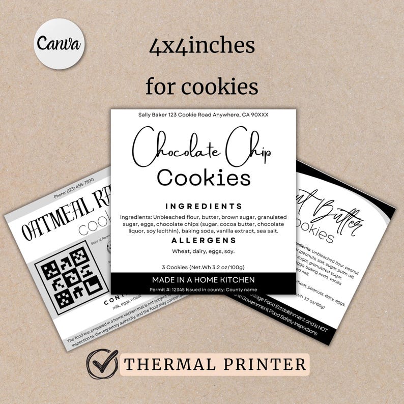 Minimalist Bakery Label Bundle 53 Editable Cottage Food Labels Baked ...