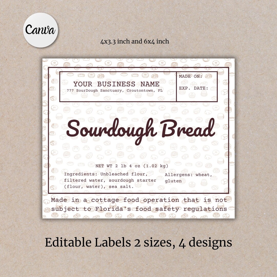 Sourdough Bread Label Cottage Law Sourdough Ingredient Label Card Masa ...