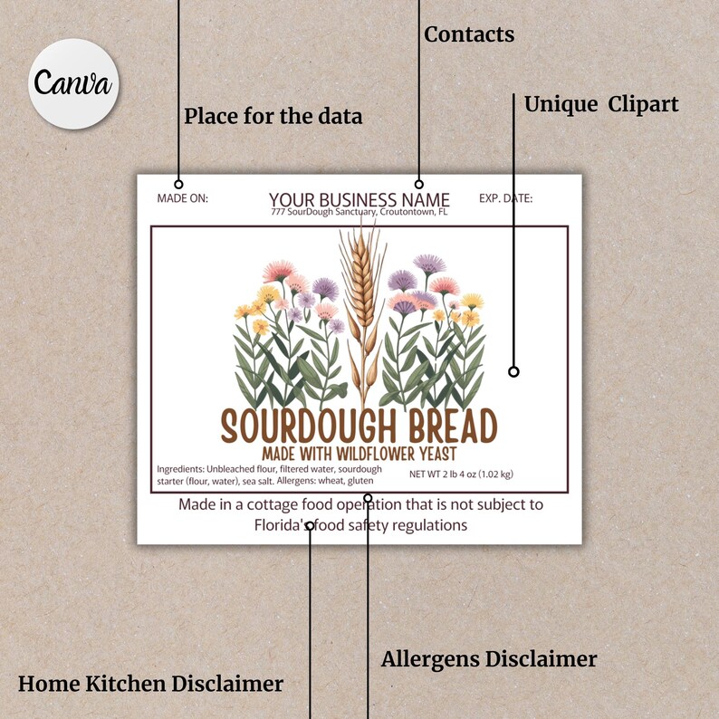 Sourdough Bread Ingredient List Label Cottage Law Sourdough Label ...