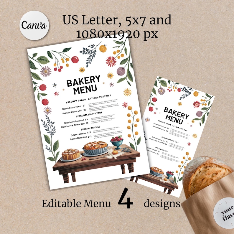Bakery Price List Template Bundle Editable Bread Price List ...