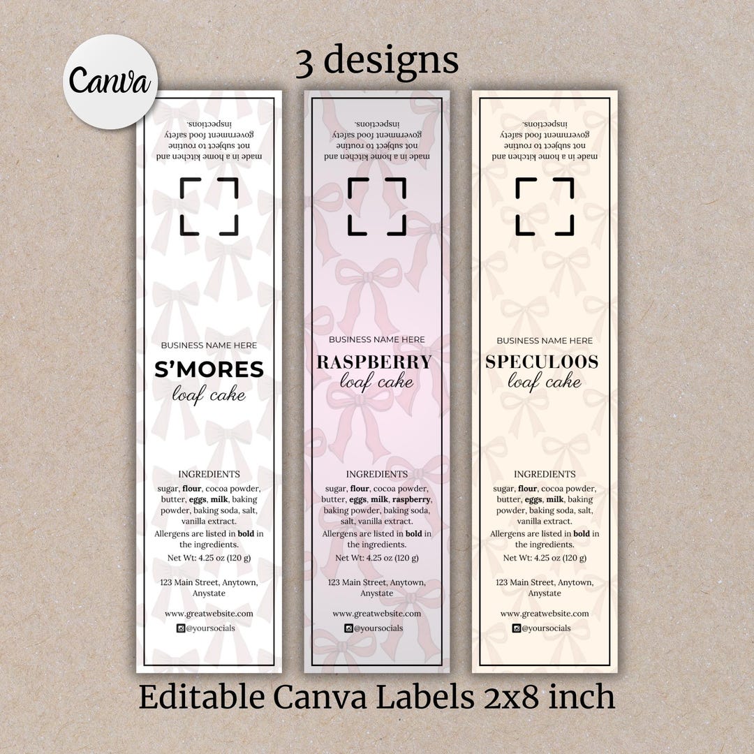 Printable Mini Loaf Pan Desserts Tag Red Tag Mini Editable Mini Cake ...