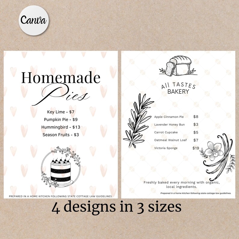 Bakery Menu Template Editable Farmers Market Display Price List ...