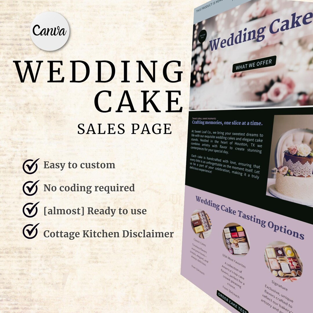 Wedding Cake Website Bakery Business Cake Sales Page Cake Test Box ...