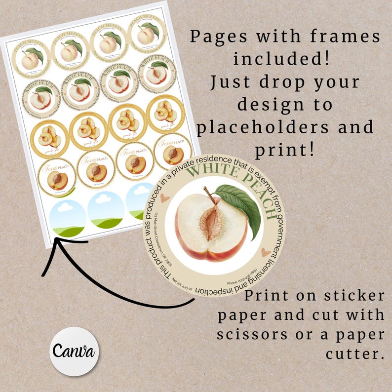 Minimalist Ingredient Label Template Peach Flavor Circle Sticker ...