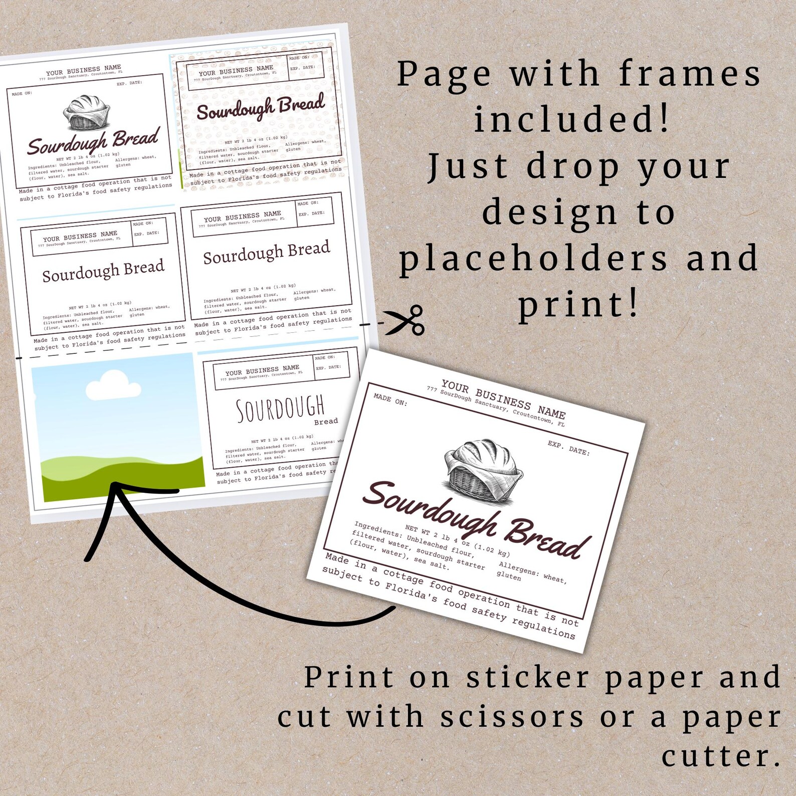 Sourdough Ingredient Label Card Gluten Alert Label Cottage Law Masa ...