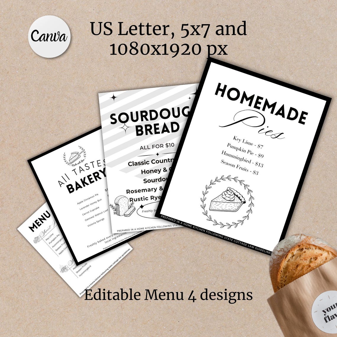 Sourdough Bread Price List Template Bundle Editable Bread Price List ...