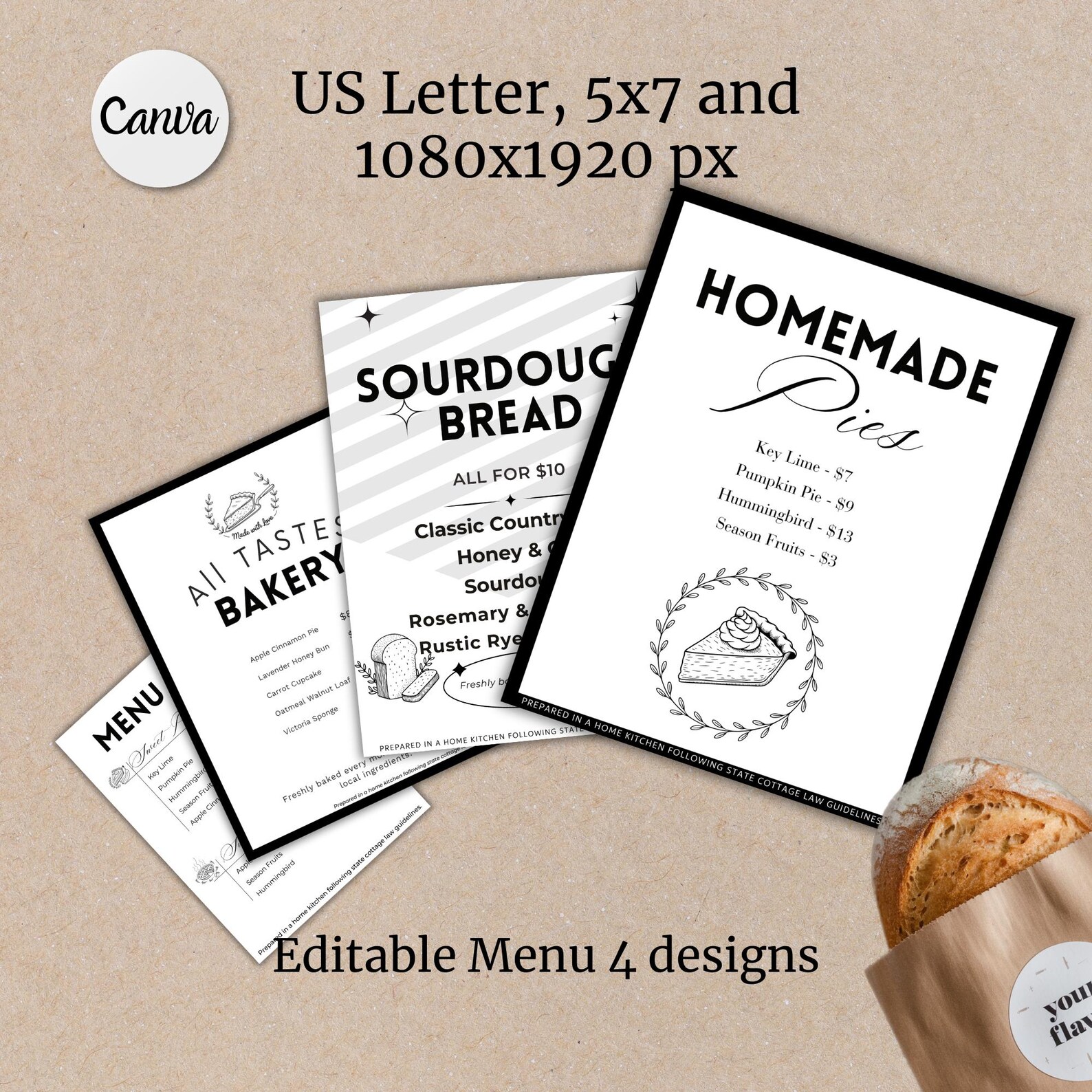 Bakery Price List Template Bundle Editable Bread Price List ...