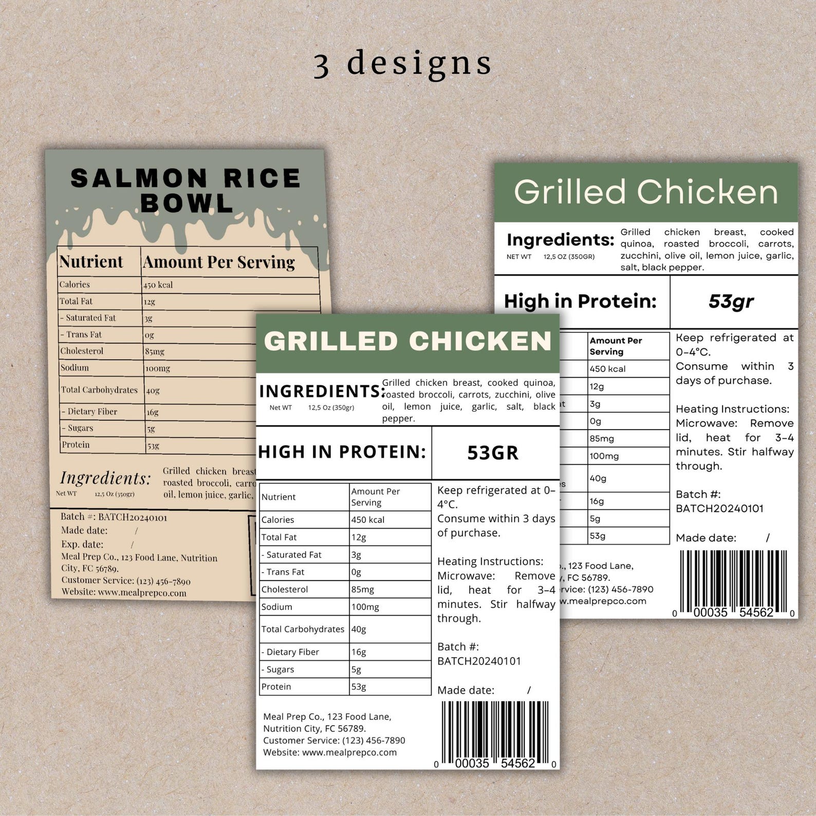 Food Label Meal Prep Sticker Editable Template Canva Lid Label ...