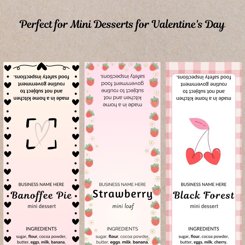Valentine Day Mini Cake Label Template Bakery Label Mini Loaf Pan ...