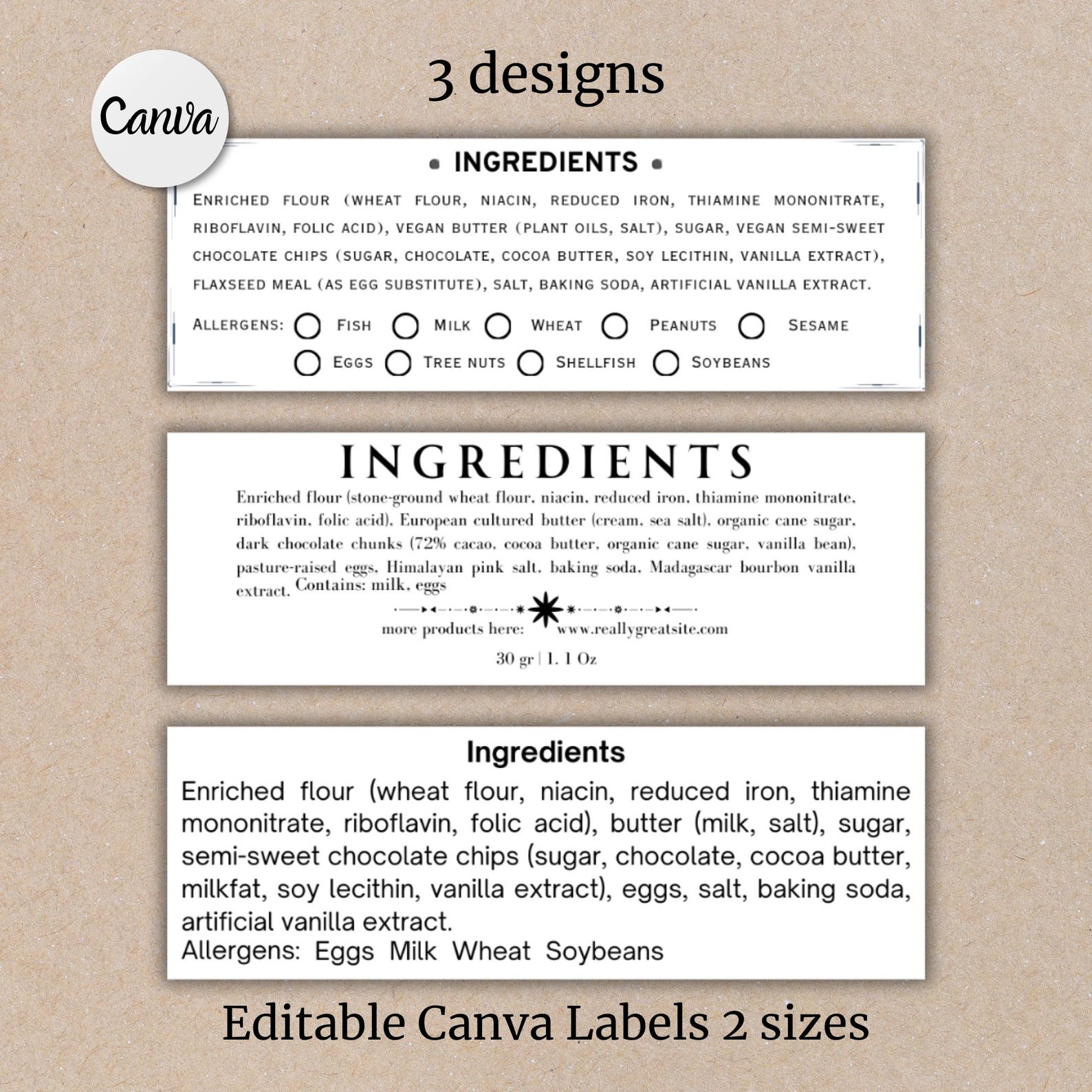 Minimalist Choco Chips Cookie Ingredient Label Template Cottage Food ...
