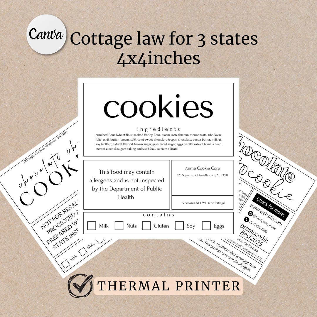 Cookie Label Info Template Alabama West Virginia Cottage Law Disclaimer ...