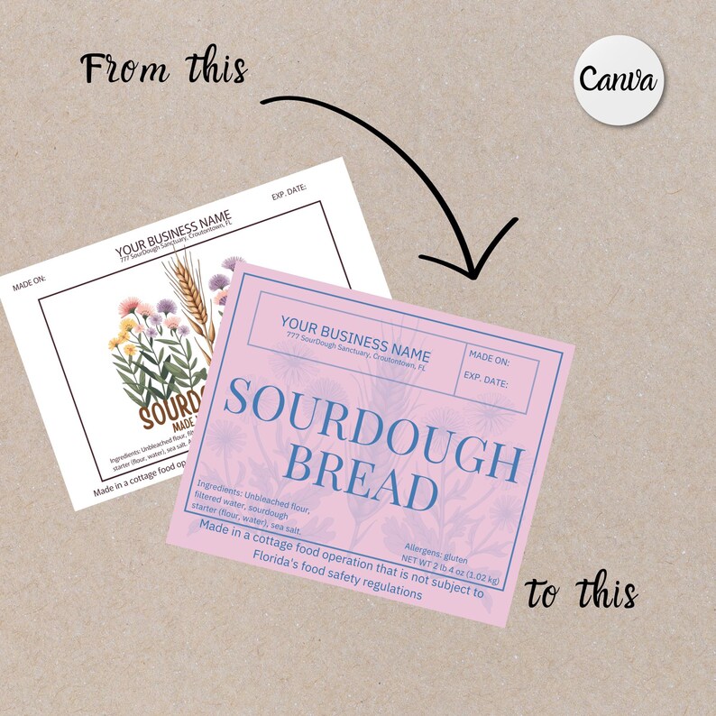 Sourdough Bread Ingredient List Label Cottage Law Sourdough Label ...