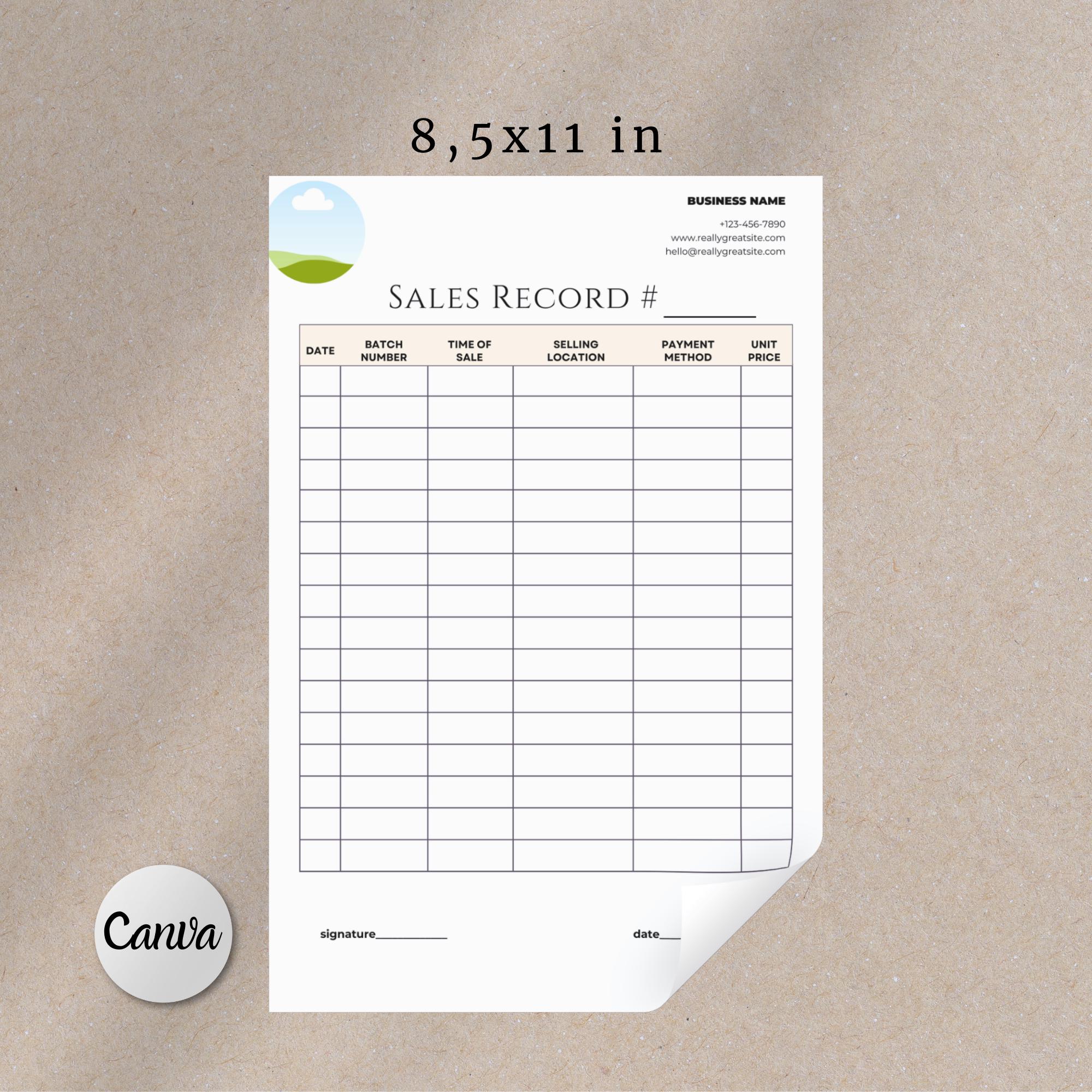 Batch Record Template for Cottage Kitchen Batch Number Tracker Sales ...