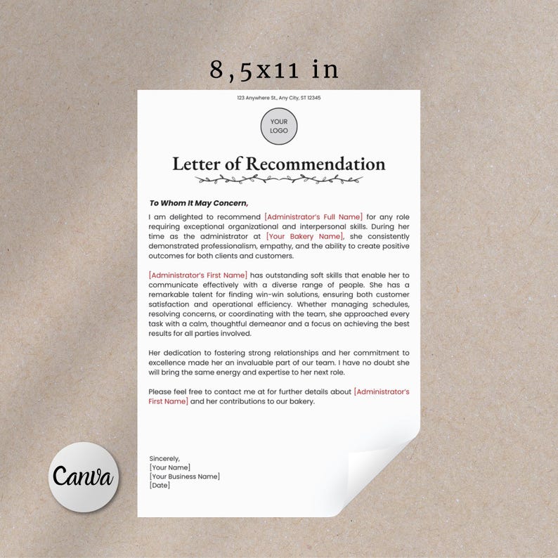 Bakery Letter of Recommendation for Baker Intern Bakery Business Bundle ...