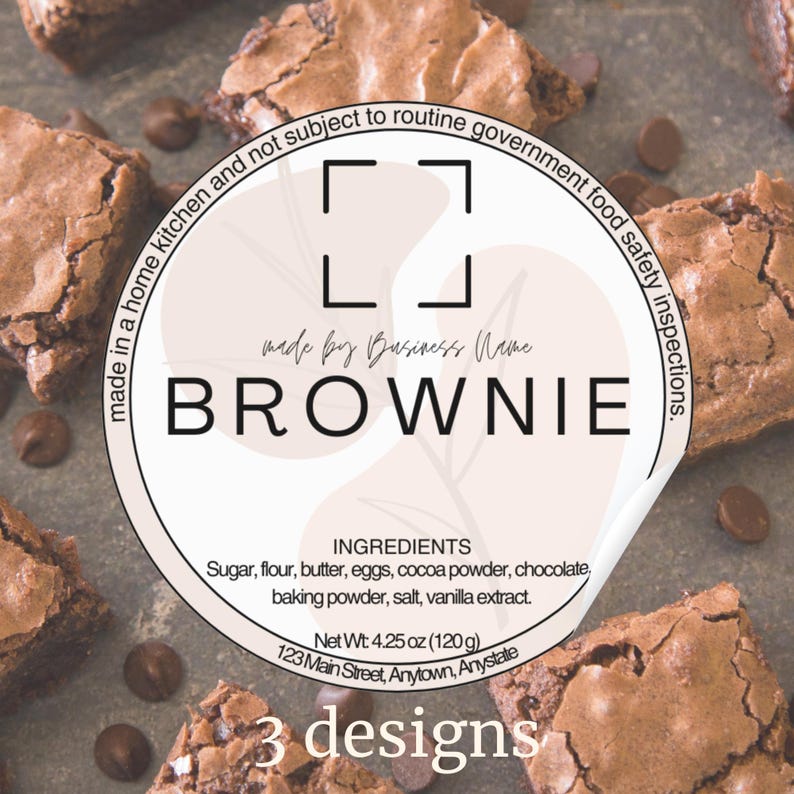 Brownie Editable Flavor Label Template Round Small Sticker Baking ...