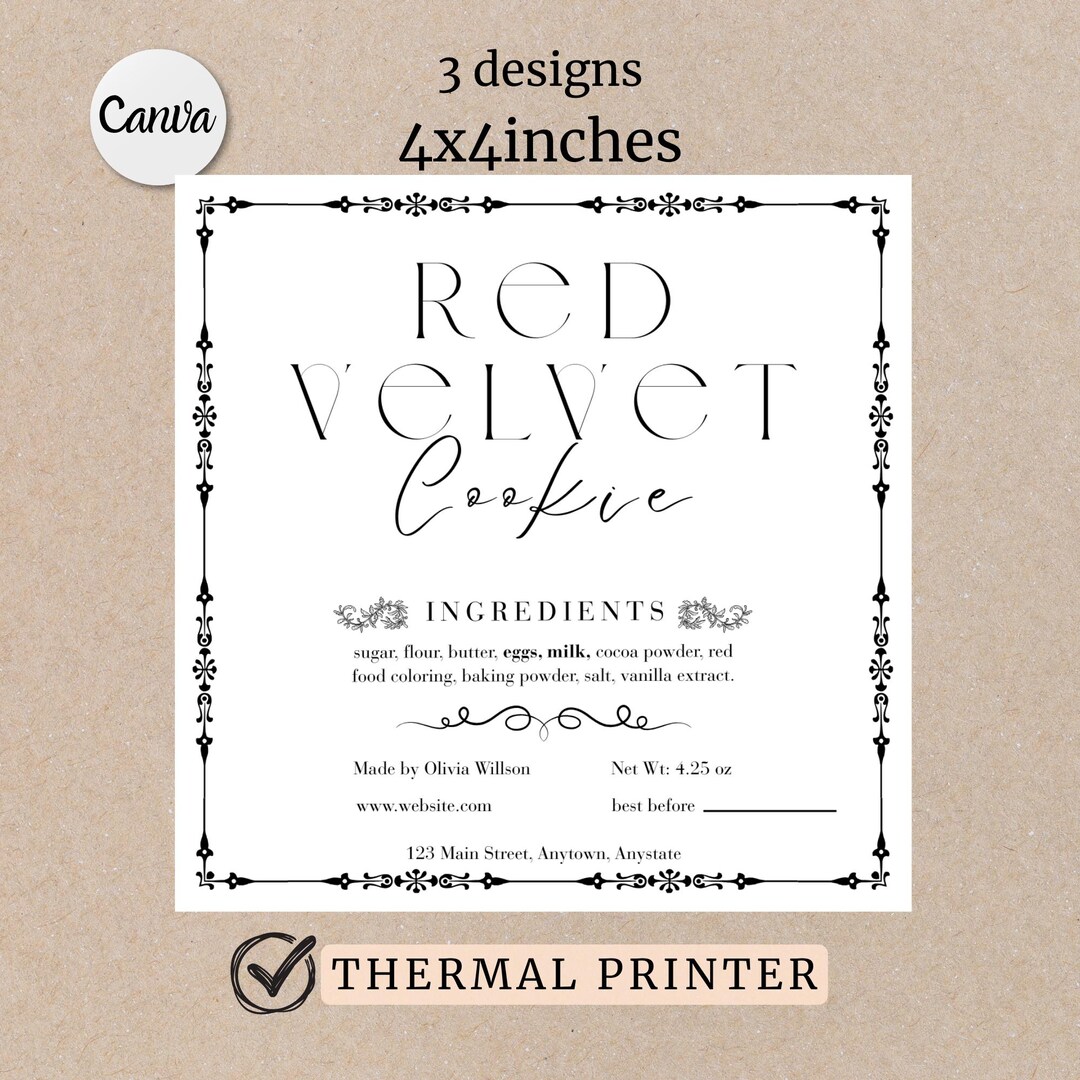 Cookie Label Template Minimalist Bakery Label Home Baked Goods Sticker ...
