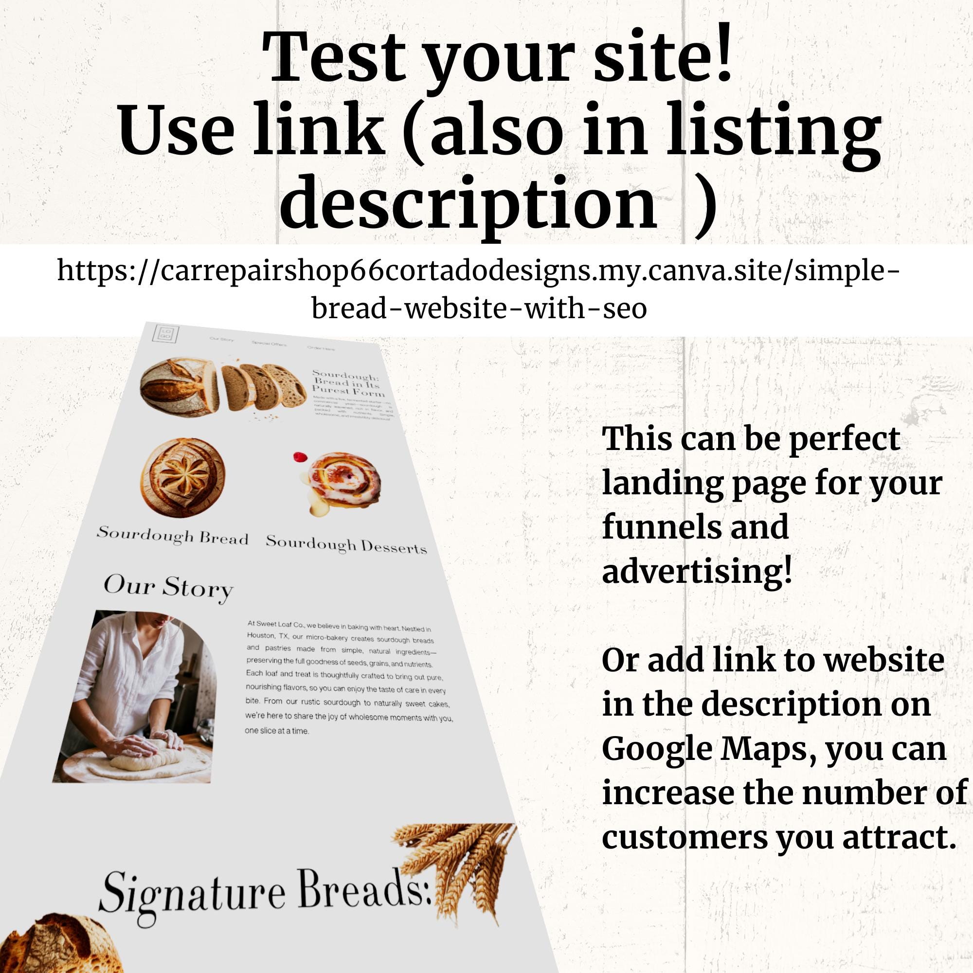 Bread Menu Website Sourdough Bakery Sales Page Simple Website for ...