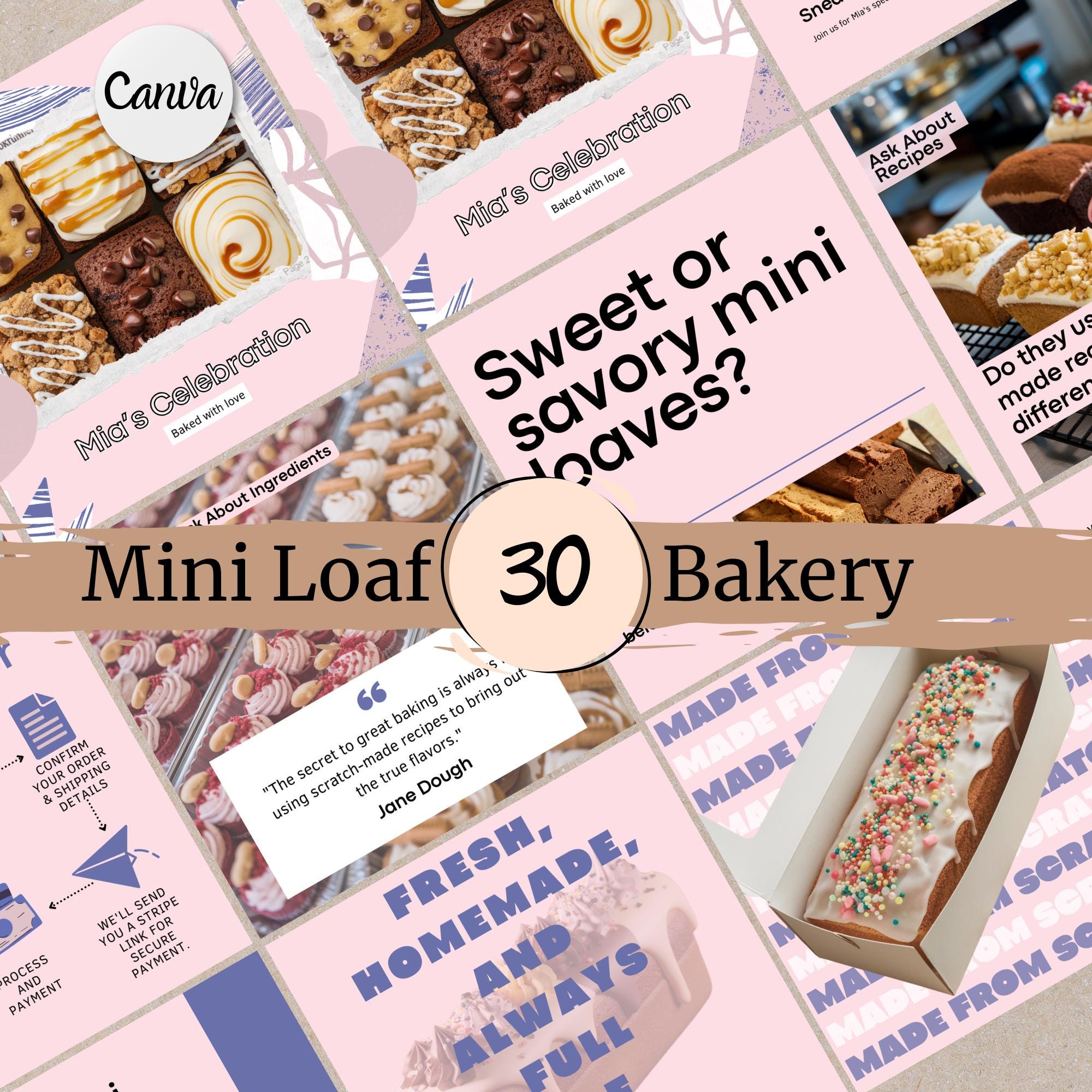 Bakery Instagram Post Templates Mini Loaf Pan Instagram Promotion Mini ...