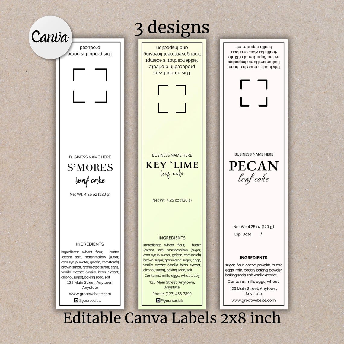 Printable Mini Loaf Pan Desserts Tag Mini Editable Mini Cake Tin Label ...