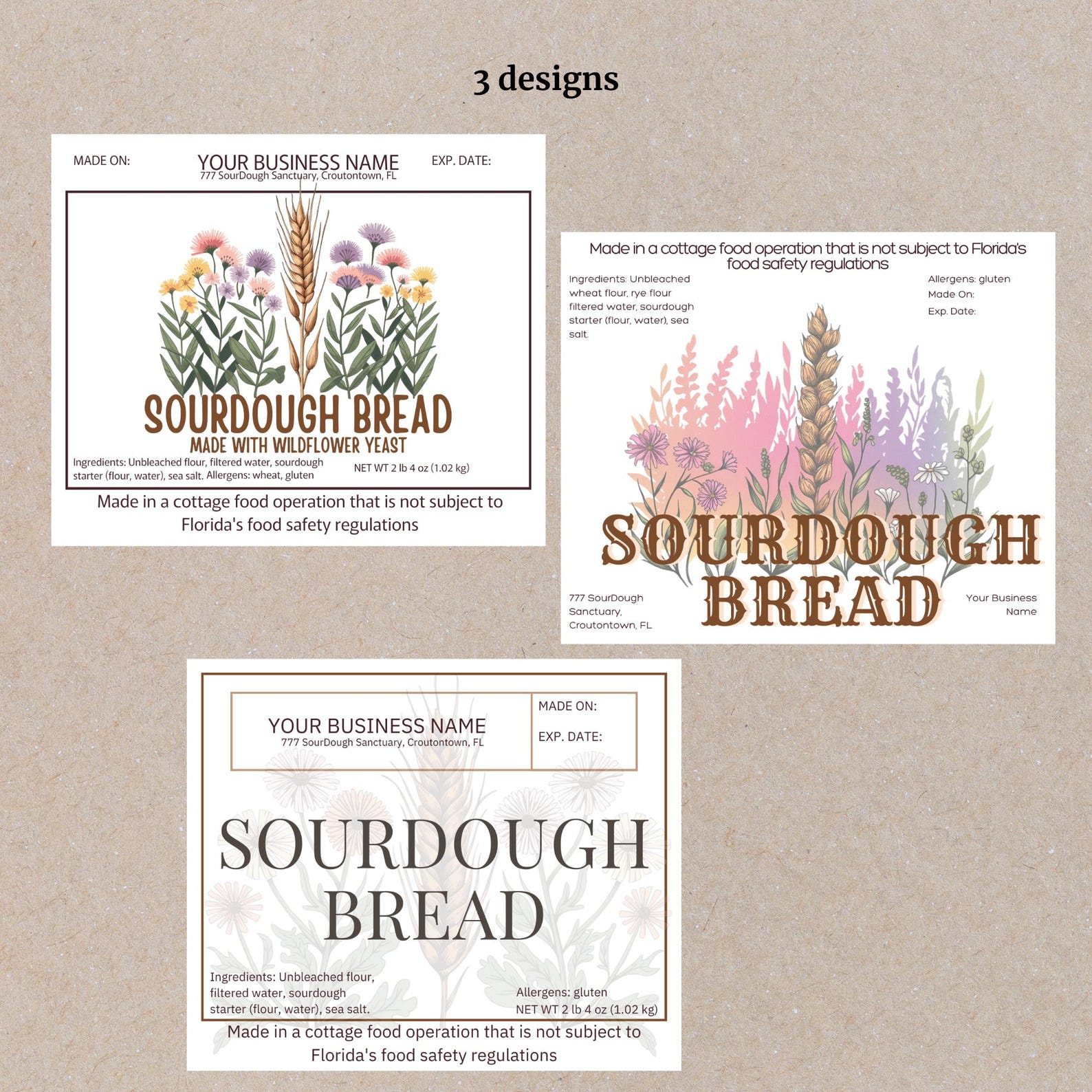 Sourdough Bread Ingredient List Label Cottage Law Sourdough Label ...