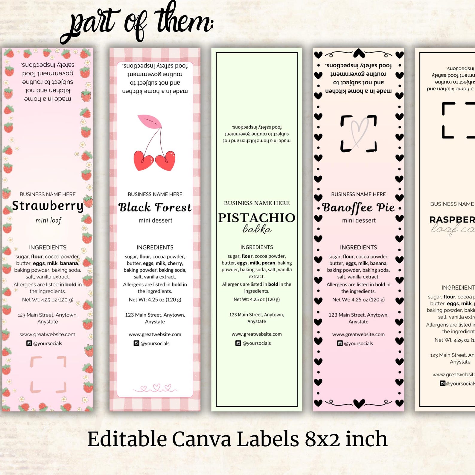 Mini Cake Tin Labels Bundle Template Mini Loaf Pan Labels Home Bakery ...