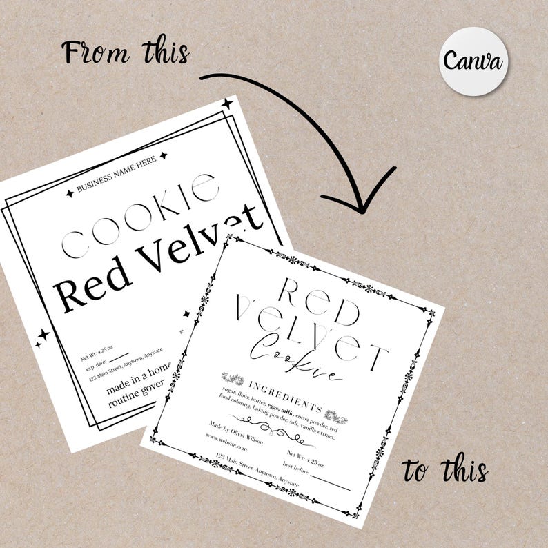 Cookie Label Template Minimalist Home Baked Cookie Description Cottage ...