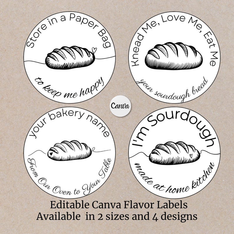 Sourdough Bread Editable Sticker Bakery Circle Label Bread Making ...