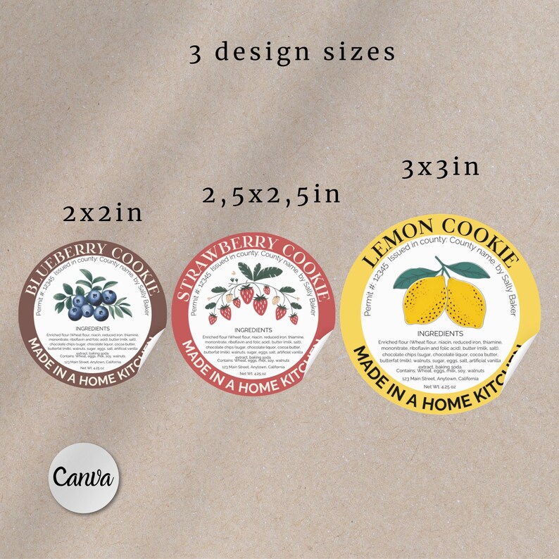 Illustrated Cottage Food Labels Strawberry Flavor Stickers California ...