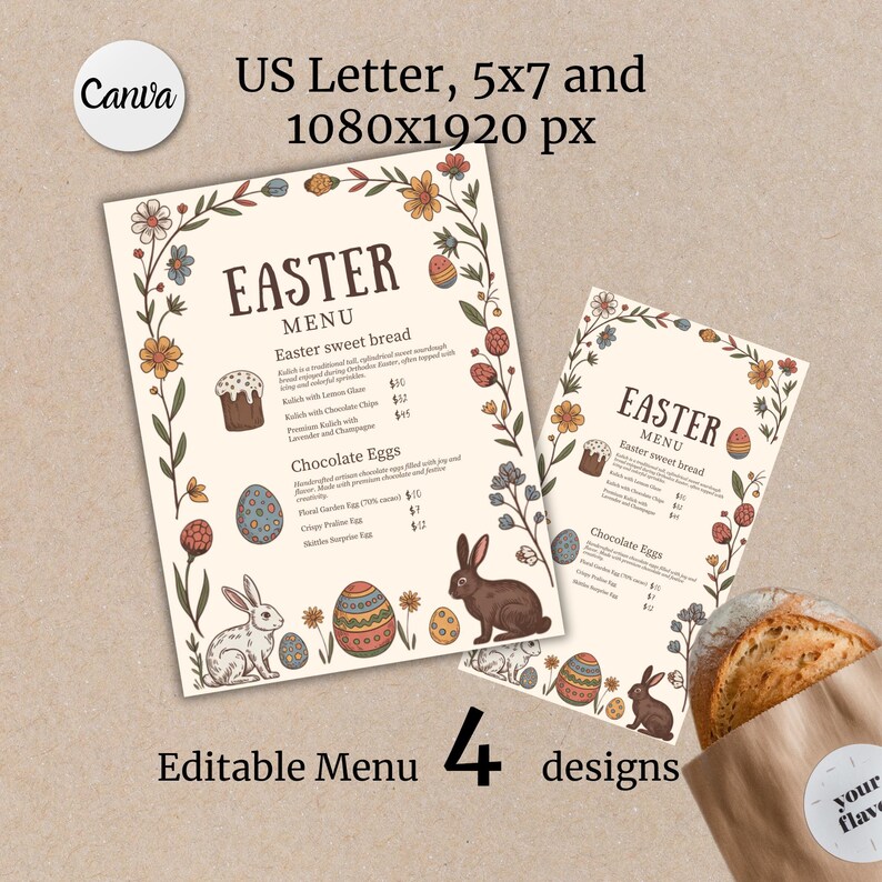 Bakery Price List Template Bundle Editable Bread Price List ...