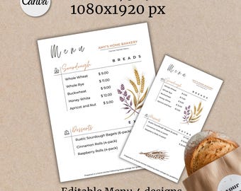 Sourdough Bread Price List Template Bundle Editable Bread Price List ...
