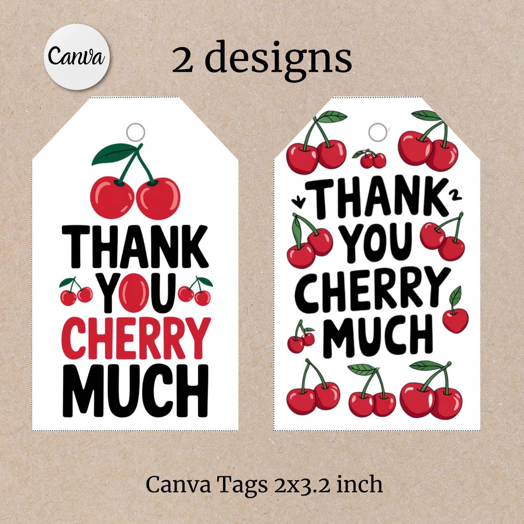 Thank You Tag Cherry Label Template Galentine Day Printable Label ...