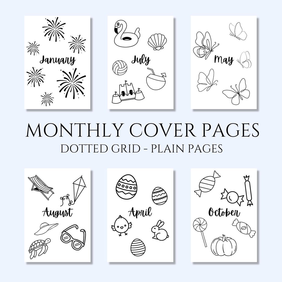 2025 Monthly Journal Cover Pages A5, A4 Template Size Bujo Monthly ...
