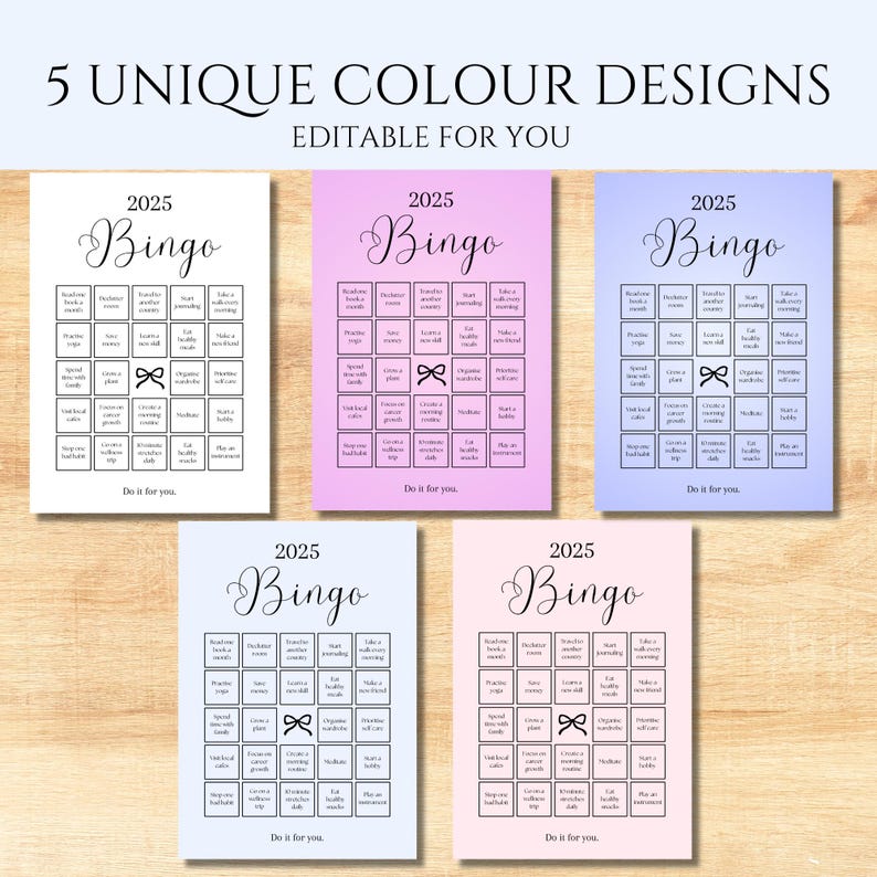 2025 New Years Bingo Resolution Card Resolution Tracker 2025 Goal ...