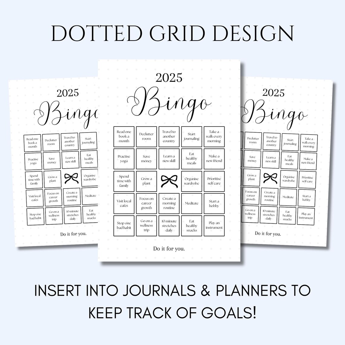 2025 New Years Bingo Resolution Card | Resolution Tracker 2025 Goal ...