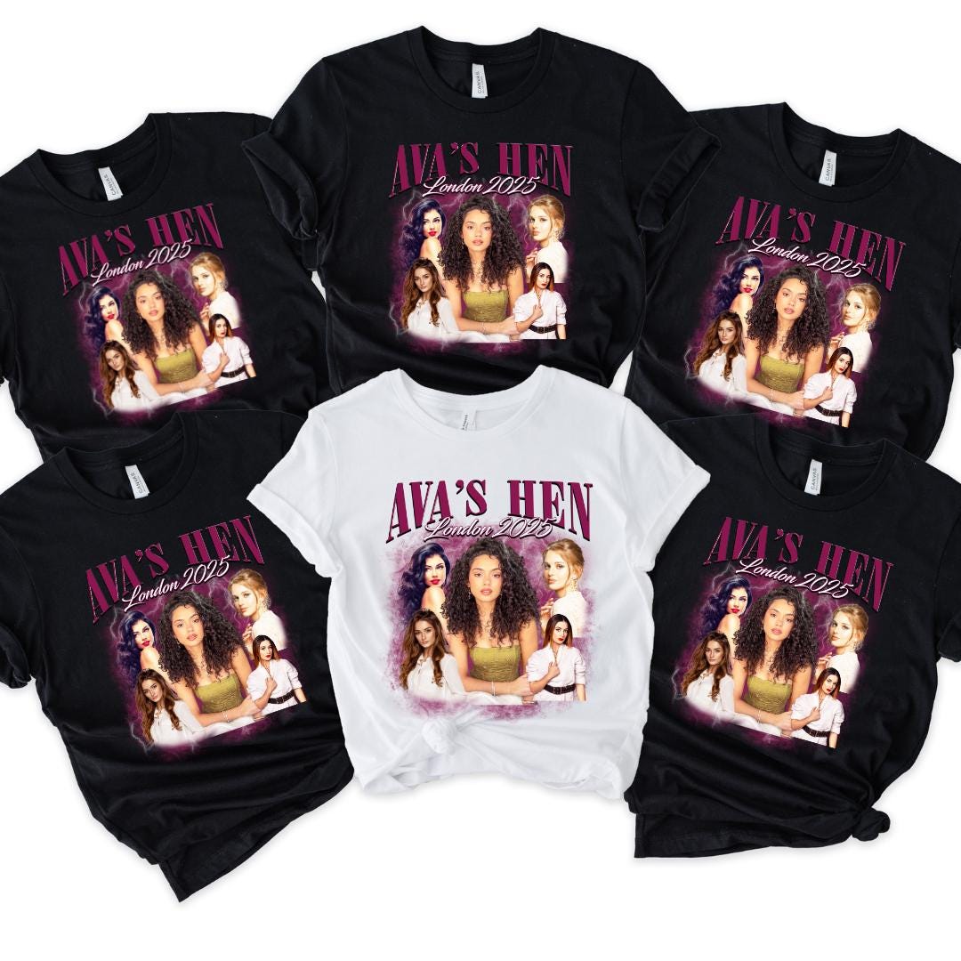 Personalised Hen Party T-shirts, 90s Bootleg Style Hen Do Shirts, Photo ...