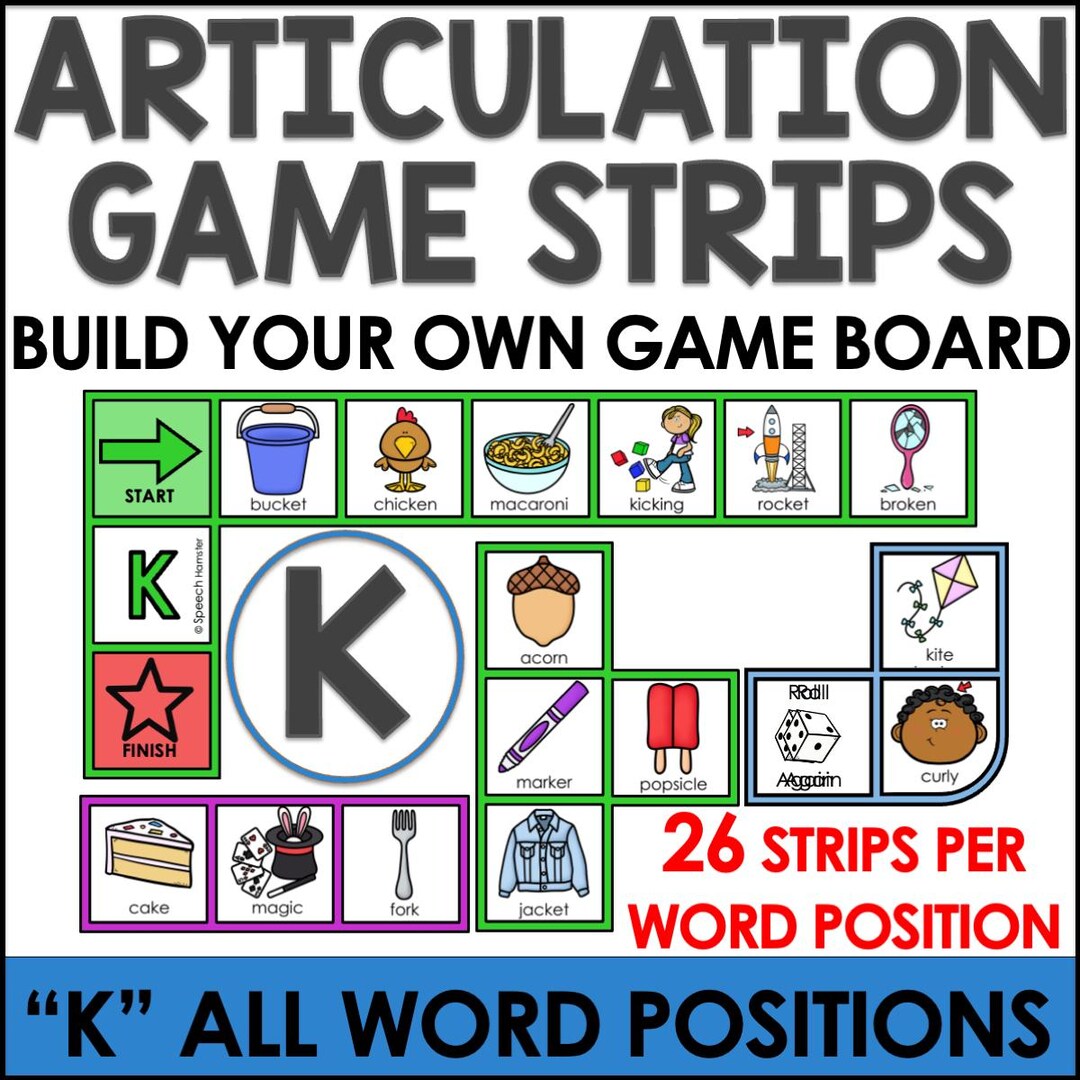 Articulation Game Strips for K All Word Positions Build Your Own Game ...