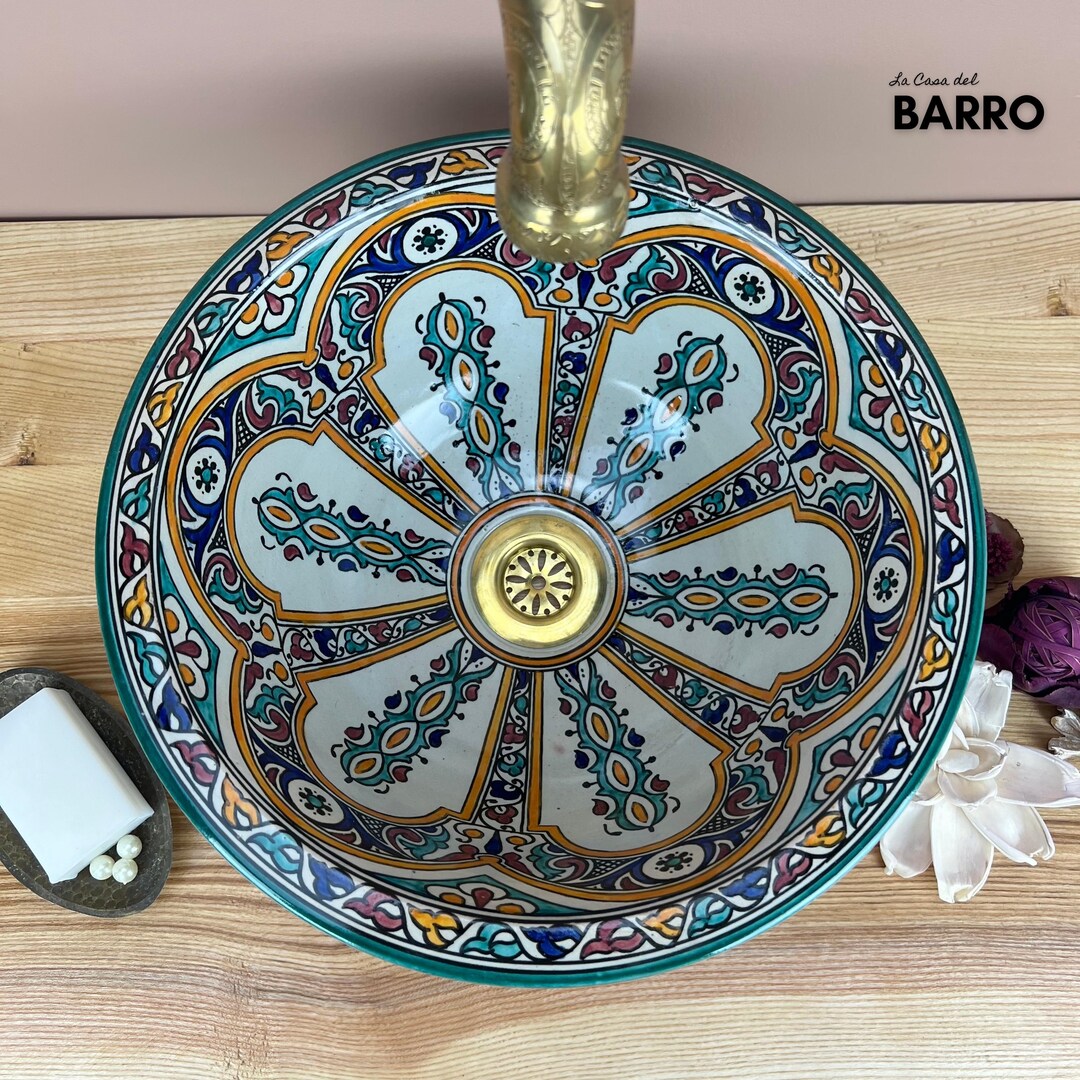 Traditional Moroccan Ceramic Sink – Multicolored Hand-painted Basin ...