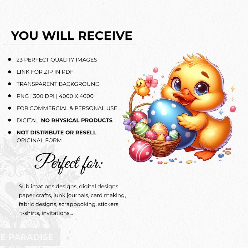 Easter Bunny, Eggs & Duck PNG - Spring, Easter Decor, Cute Rabbit ...