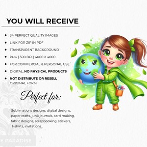 Eco Kids Clipart: Earth Day PNG, World Cleanup Day (digital Download ...