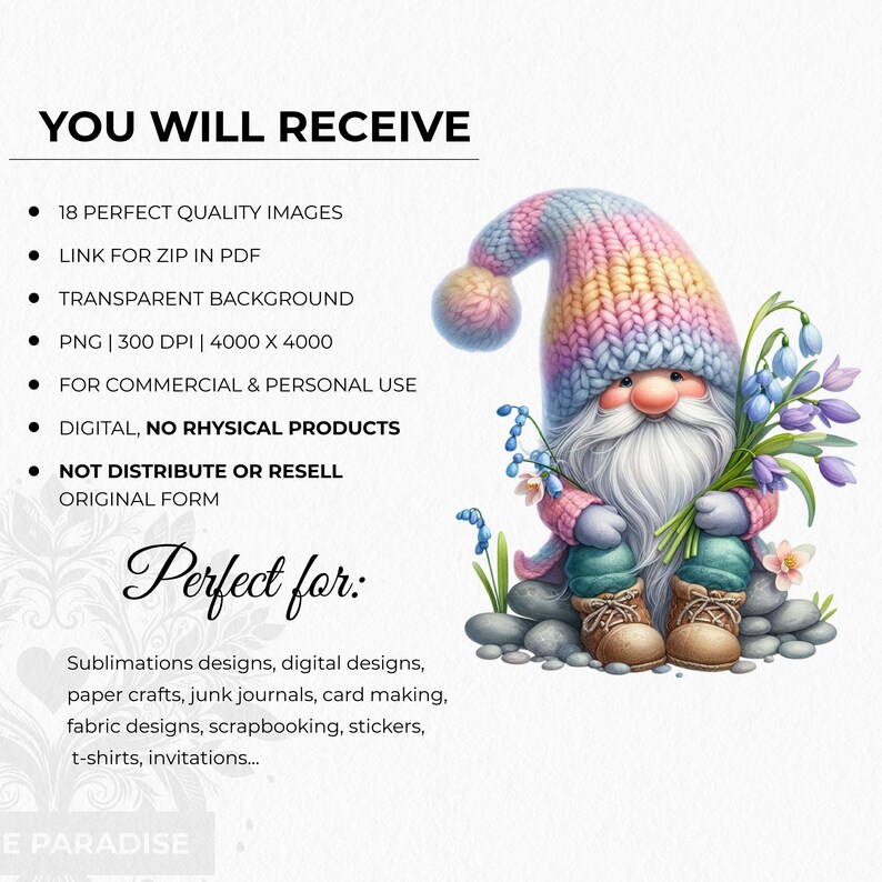 Spring Gnomes PNG, Easter, Floral, Cute Gnomes, Spring Clipart, Digital ...