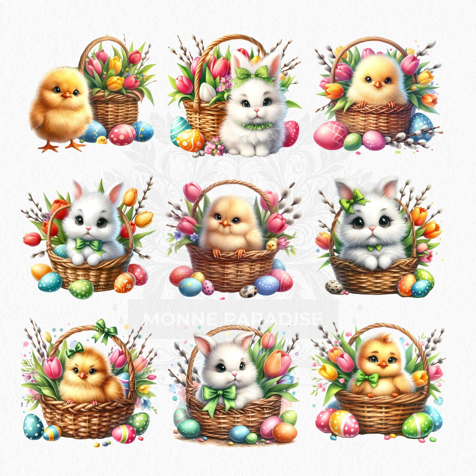 Easter Rabbit & Chicken Clipart – Spring PNG Digital Download - Etsy