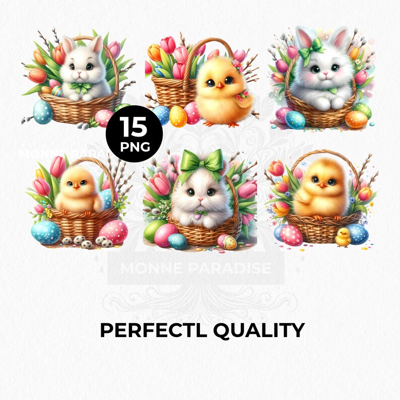 Easter Rabbit & Chicken Clipart – Spring PNG Digital Download - Etsy