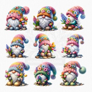 Spring Gnomes PNG, Easter, Floral, Cute Gnomes, Spring Clipart, Digital ...