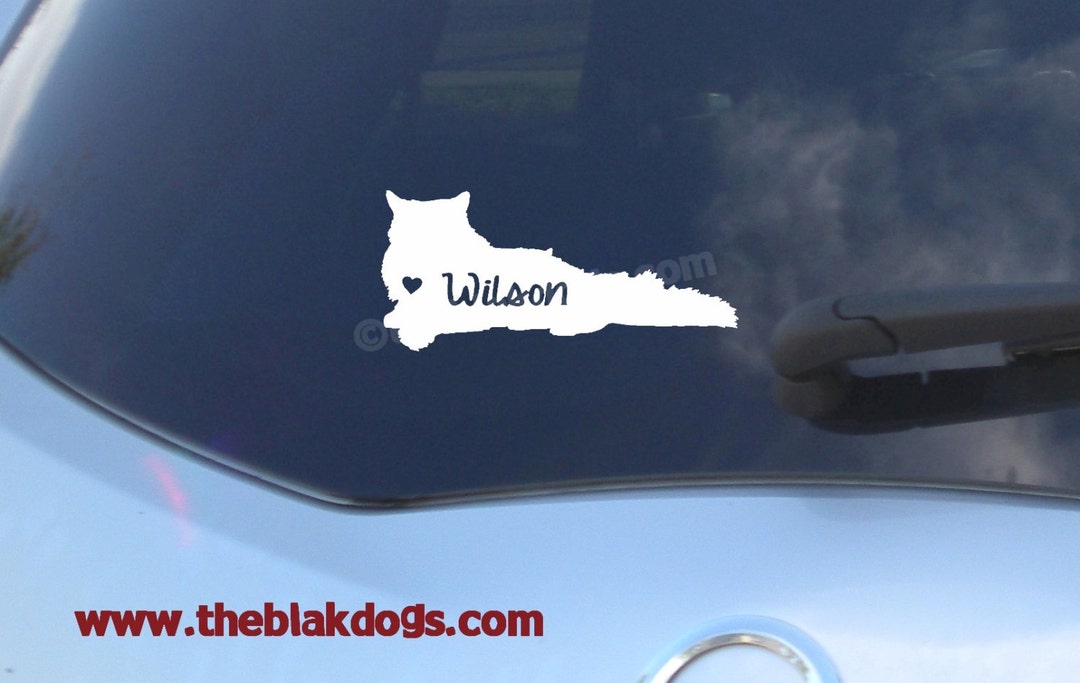 Long Haired Cat Silhouette Vinyl Sticker Car Decal Personalized - Etsy