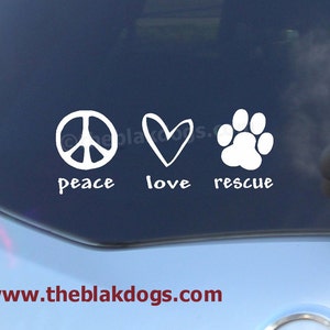 Peace Love Rescue Vinyl Sticker Car Decal - Etsy