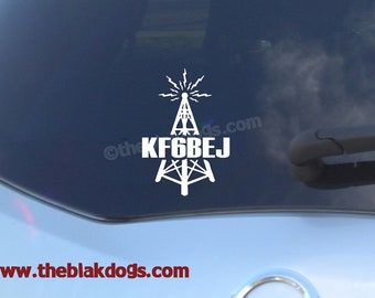Ham Radio Call Sign, Radio Tower Decal, Custom Vinyl Decal, Amateur ...