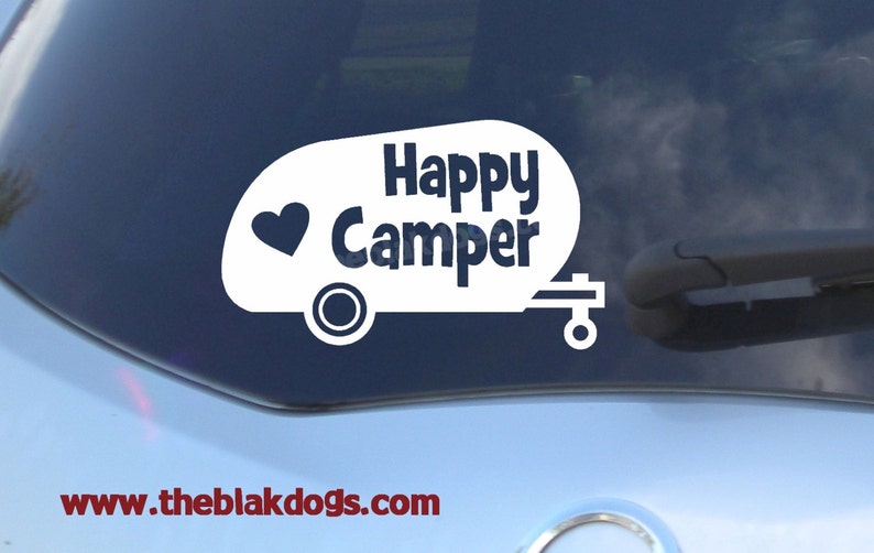 Happy Camper Vinyl Sticker Car Decal, Camping Vacation, Outdoor Life ...